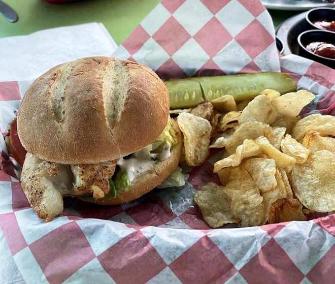 A sandwich that answers the eternal question: "What does Florida taste like?" Turns out, it's blackened grouper on a fresh roll.