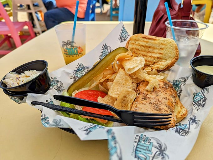 The blackened Mahi sandwich arrives like a postcard from paradise&mdash;fish so fresh it practically introduces itself before melting into that perfectly toasted bun.