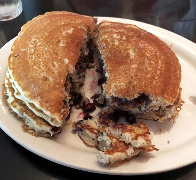 These blueberry pancakes aren't just breakfast, they're an event &ndash; split open to reveal pockets of berry goodness.