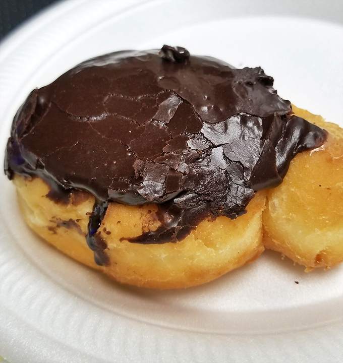 Boston cream donuts this beautiful should probably require a license to sell - pure custard-filled danger zone ahead.