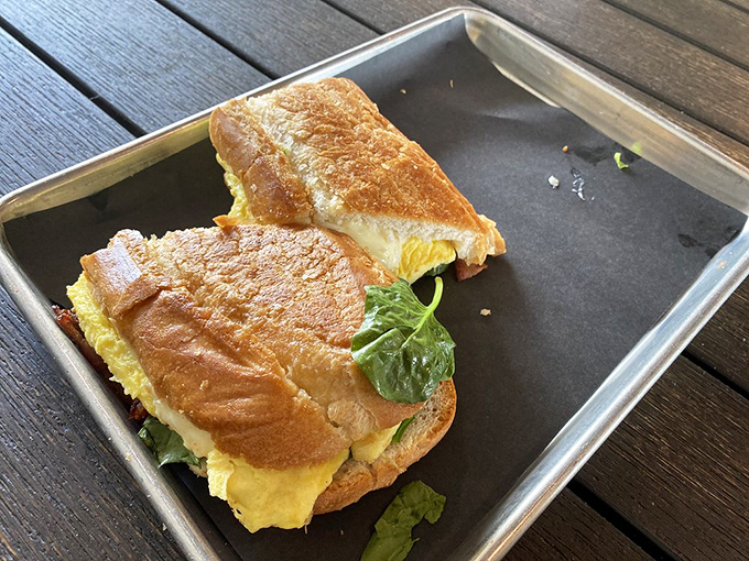 Breakfast sandwiches at La Segunda aren't just morning fuel—they're a reason to set your alarm. That golden bread cradles eggs and cheese like they're precious cargo.