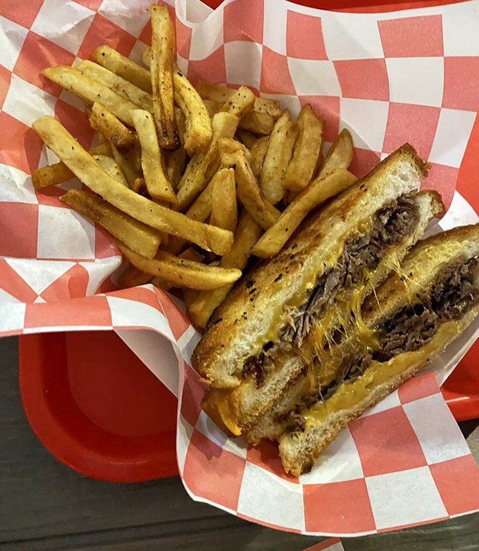 This grilled cheese graduated from lunchbox staple to main event status with a PhD in brisket studies.