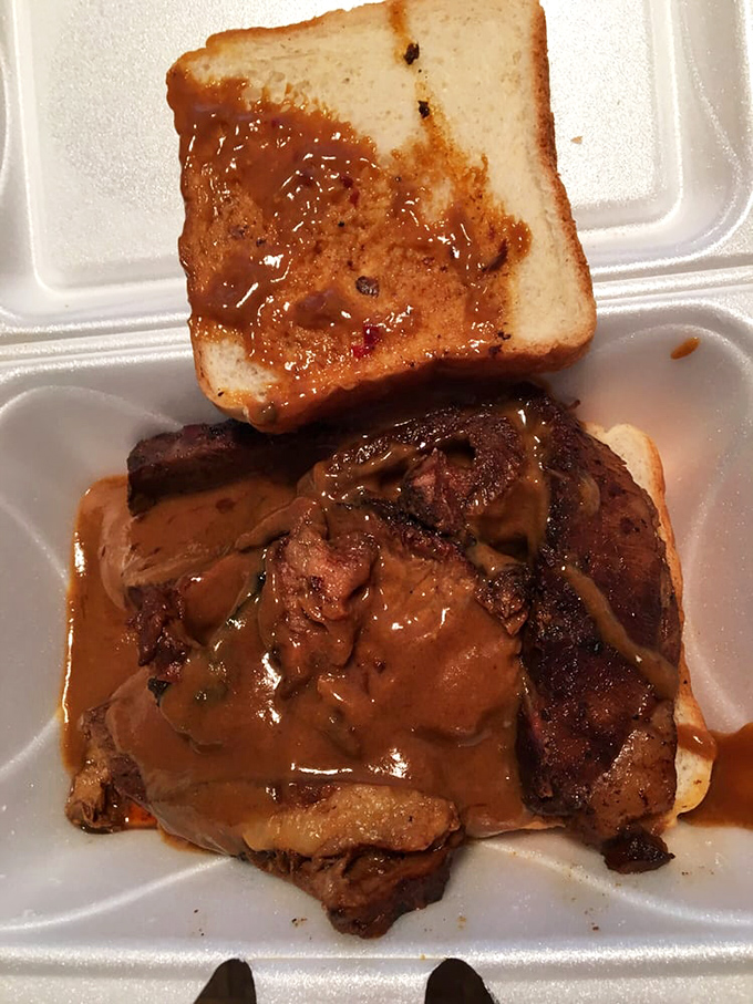 Behold the brisket sandwich &ndash; a monument to smoke and patience, where tender beef meets sauce in a relationship that would make romance novelists blush.