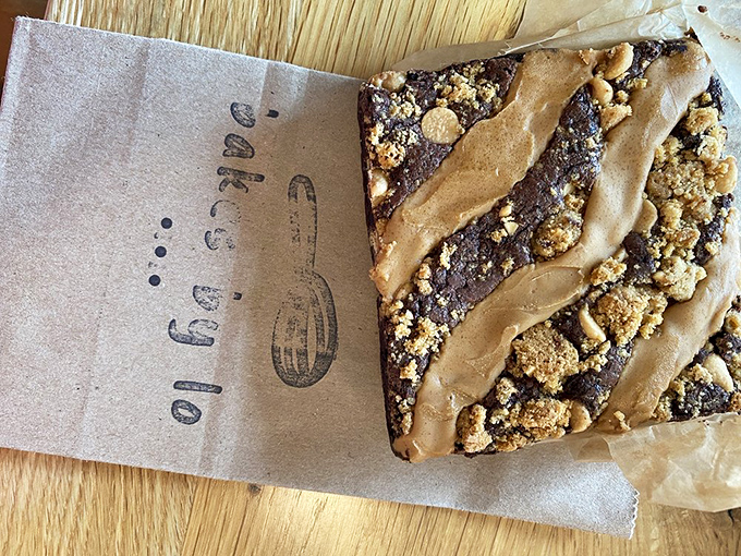 Chocolate meets peanut butter in this decadent brownie square, a love letter to Ohio's favorite candy written in fudgy, crumbly perfection.