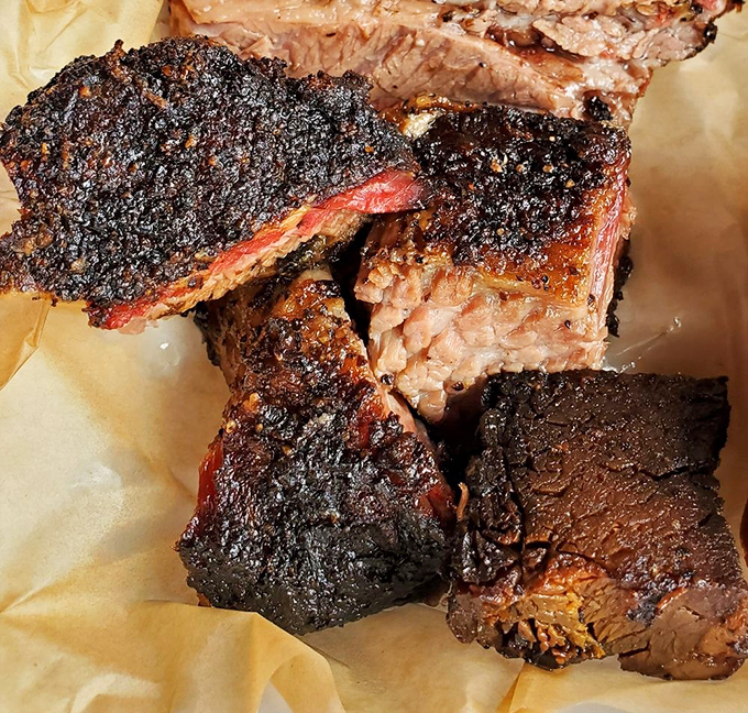 Burnt ends: where "burnt" becomes a compliment. These caramelized brisket nuggets are the BBQ equivalent of striking gold.