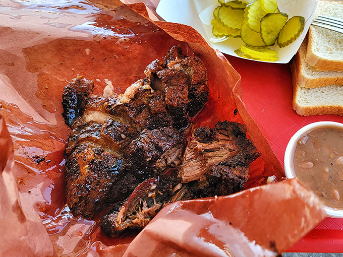 Burnt ends nestled on butcher paper&mdash;those caramelized nuggets of brisket that barbecue aficionados consider the crown jewels of smoked meat.