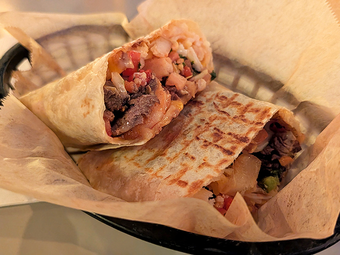 Behold the legendary zapato &ndash; part burrito, part panini, all delicious. The crispy-meets-melty texture is practically a religious experience.