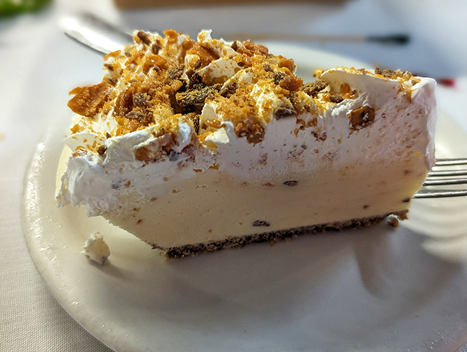 The Butterfinger pie looks like what would happen if an Italian nonna and a candy store had a delicious love child.