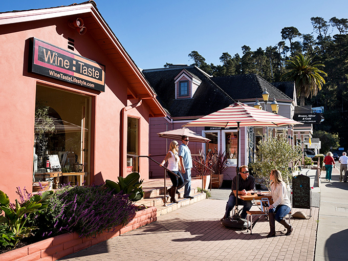 Wine Taste's coral-colored charm invites passersby to sit, sip, and solve all the world's problems—or at least forget them for an afternoon.