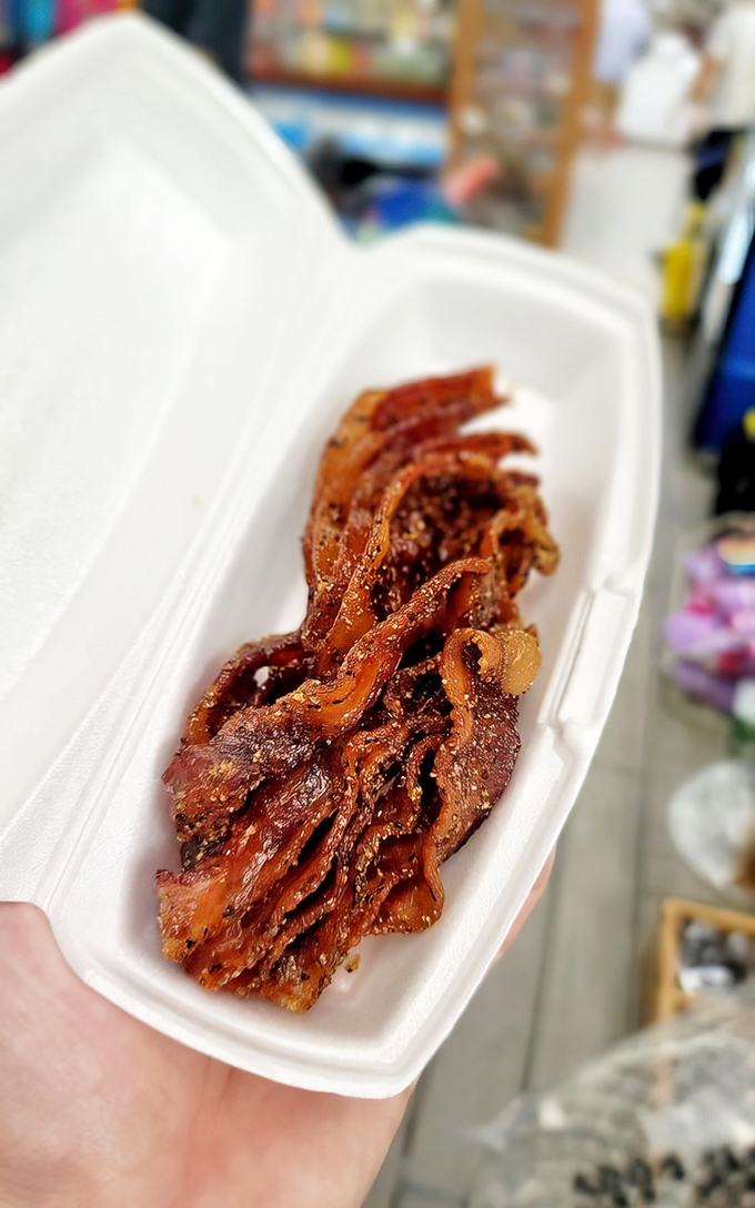 Candied bacon strips that could make a vegetarian reconsider their life choices &ndash; sweet, salty, and sinfully perfect.