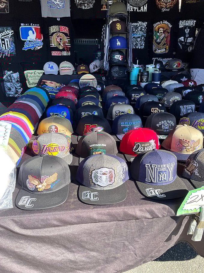 Hat heaven for sports fans and fashion enthusiasts alike. Your next favorite cap is hiding somewhere in this sea of brims.