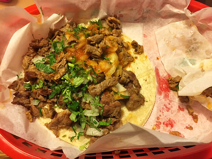Carne asada tacos done right—simple, authentic, and topped with just enough cilantro and onion to let the perfectly seasoned meat shine.