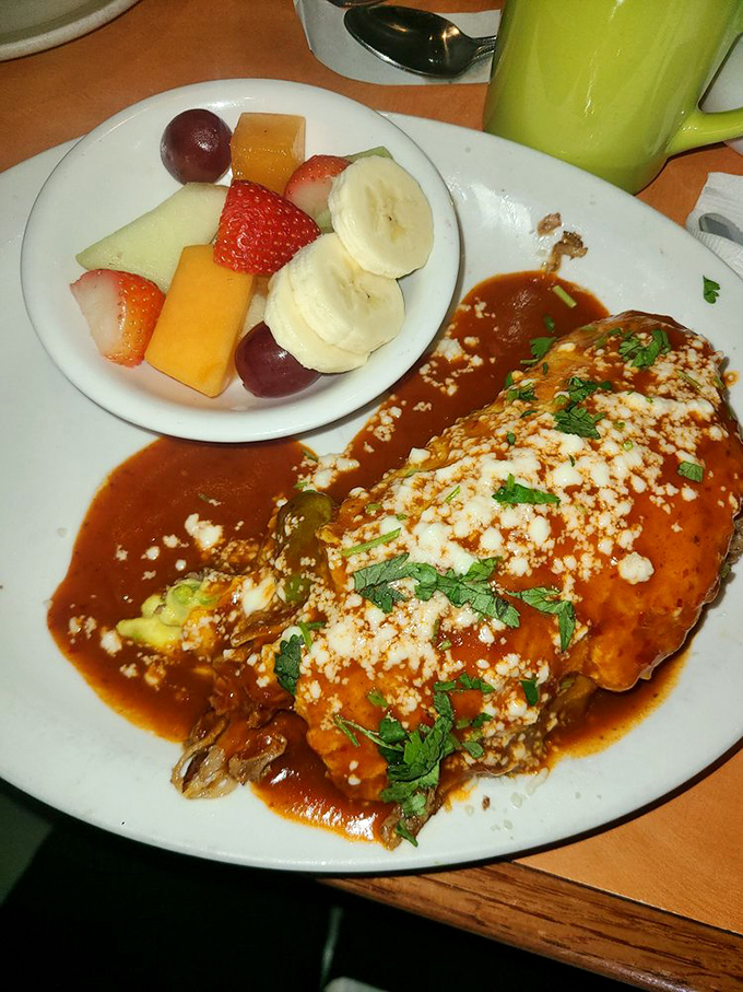 This isn't just an omelet&mdash;it's an edible love story wrapped in tortillas and smothered in a sauce that deserves its own mariachi band.