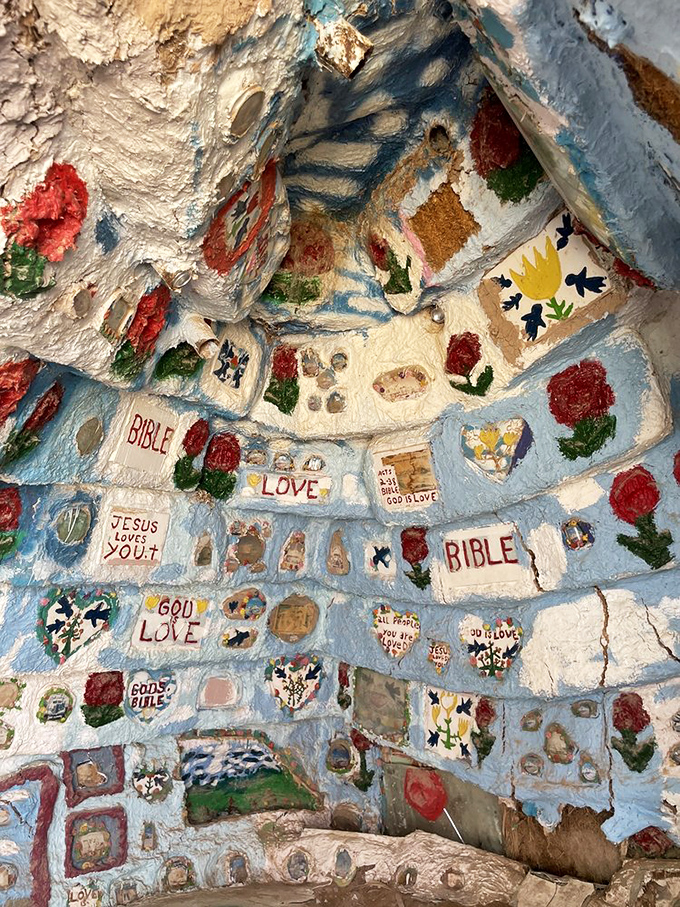 Step inside these adobe chambers and discover intricate mosaics of biblical verses and symbols, where every inch tells part of a passionate story.