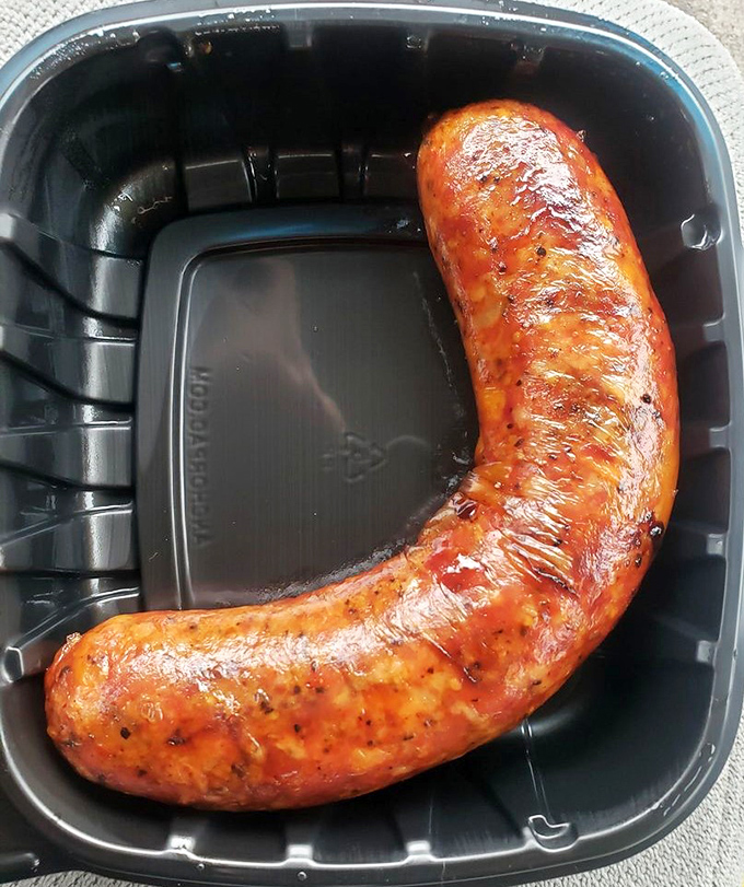 A proper sausage should snap when you bite it, like this beauty. It's what hot dogs dream of becoming when they grow up.