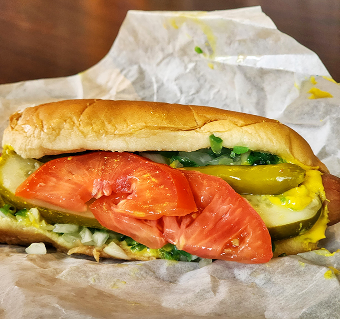 Chicago's answer to the question nobody asked: "Can a hot dog be a complete meal?" The answer is a resounding "yes," topped with nature's confetti. 