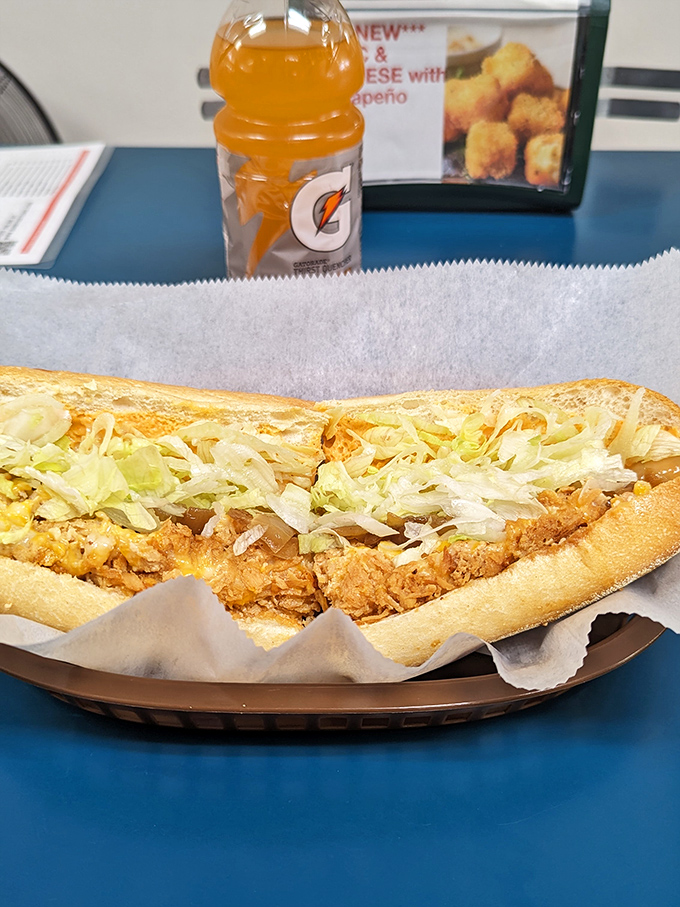 Crispy chicken cutlet sandwich with shredded lettuce&mdash;proof that Barry's isn't just a one-hit cheesesteak wonder. This is sandwich artistry.