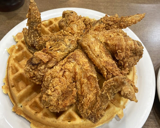 Chicken and waffles: the breakfast-dinner hybrid that proves some of history's greatest innovations happened in the kitchen, not the laboratory.