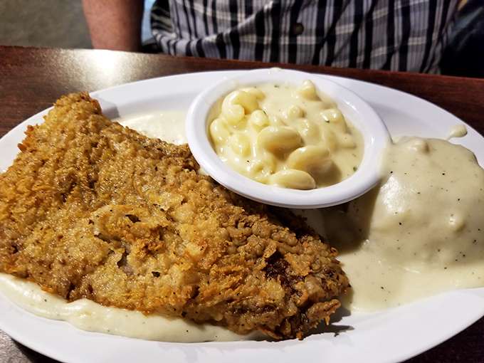 Country-fried steak that could convert vegetarians&mdash;golden, crispy coating giving way to tender meat, all swimming in creamy gravy heaven.