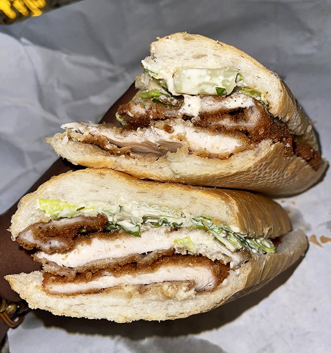 The chicken cutlet sandwich &ndash; where crispy meets tender in perfect harmony. This is the lunch that ruins all other lunches for the foreseeable future.