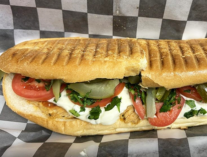 A sandwich that doesn't need to shout&mdash;grilled chicken, fresh veggies, and a perfect char mark that says "I know what I'm doing."