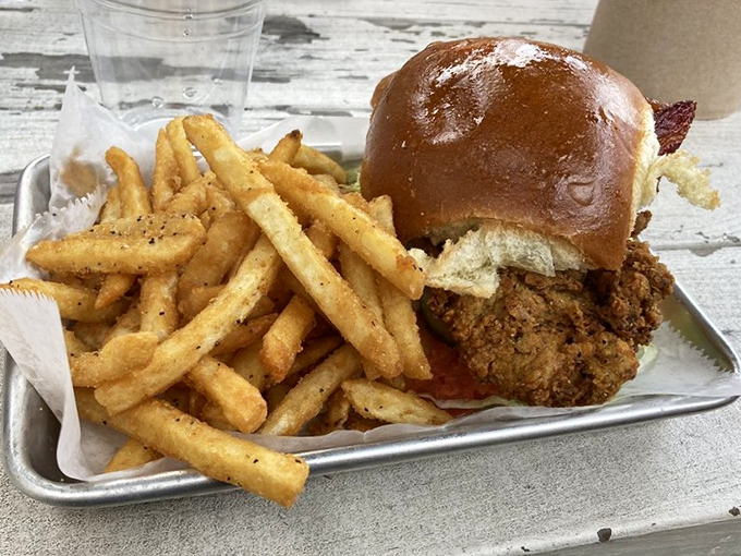 The fried chicken sandwich&mdash;humanity's greatest contribution to handheld cuisine. Golden, crispy exterior giving way to juicy meat, all nestled in a pillowy bun.