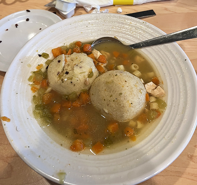 Matzo ball soup that could heal whatever ails you. Those fluffy dumplings floating in golden broth? Jewish penicillin at its finest.