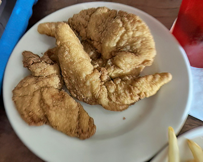 Golden-fried chicken tenders that crunch like autumn leaves&mdash;simple food done right, proving that sometimes the classics need no improvement.