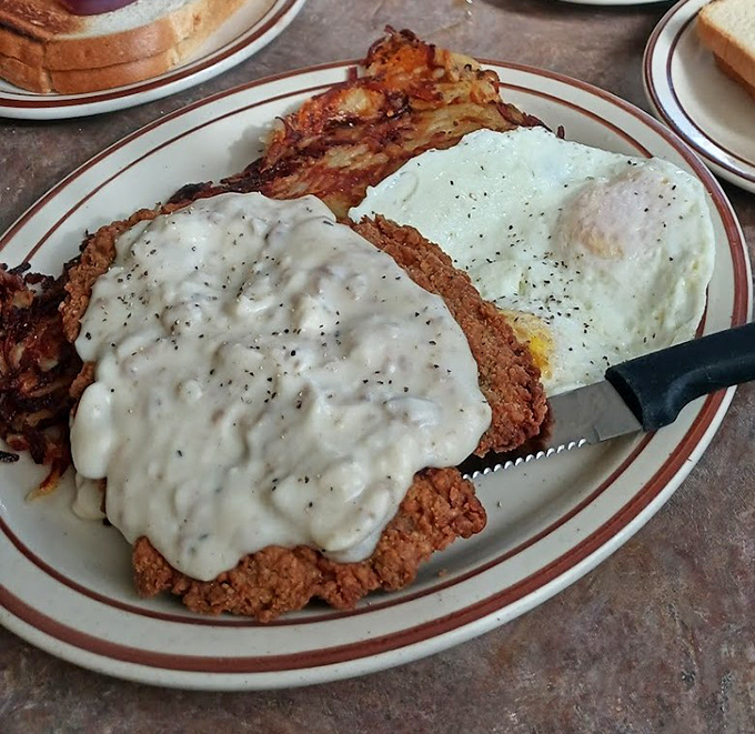 Country-fried steak smothered in gravy that your cardiologist warned you about, but your taste buds will thank you for.