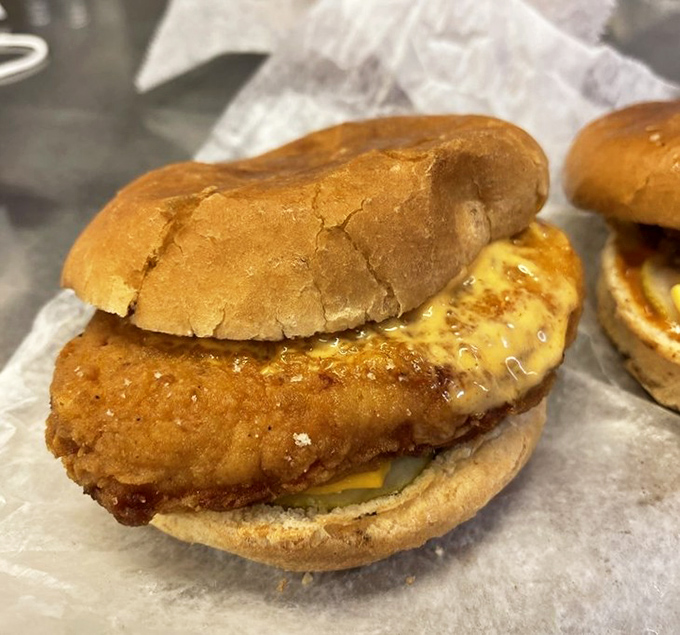 This chicken slider might be small in stature but delivers heavyweight flavor. The crispy coating shatters with each bite, revealing juicy perfection within.