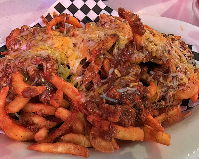 Chili cheese fries that require both a fork and a moment of silent appreciation. That melty cheese blanket is working overtime.