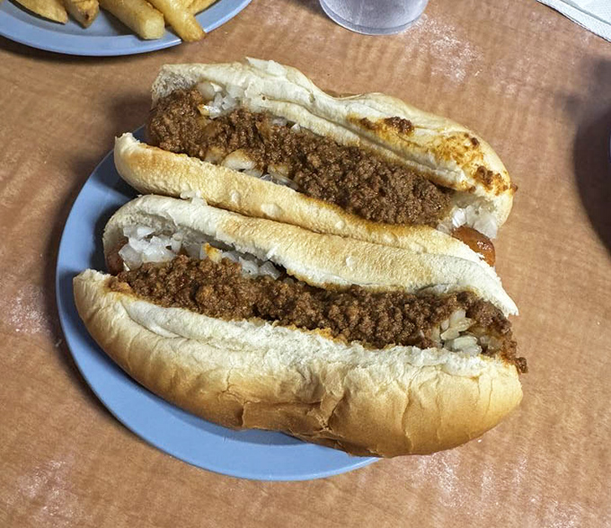 Simplicity elevated to art form: a classic chili dog with cheese that makes you question why anyone would eat anything else.