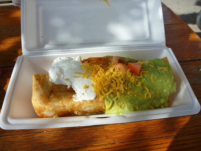 A chimichanga that's achieved the impossible: crispy exterior, moist interior, and zero regrets. Worth every calorie and then some.