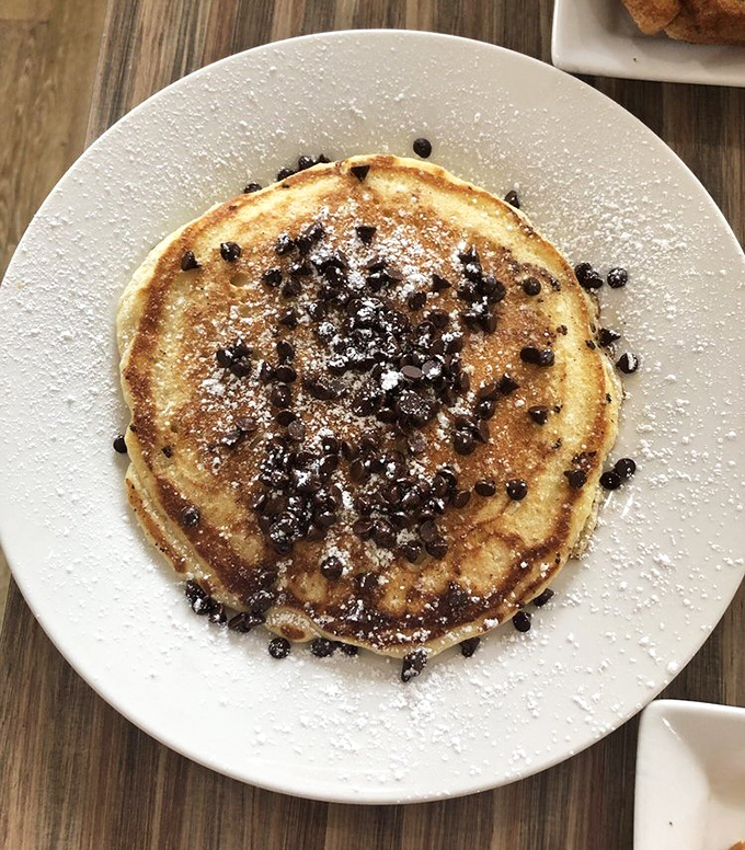 Chocolate chip pancakes that prove some childhood dreams are worth pursuing well into your golden years.