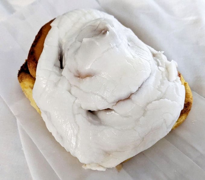 This cinnamon roll isn't just breakfast&mdash;it's motivation to get out of bed. That frosting could make Monday mornings bearable!
