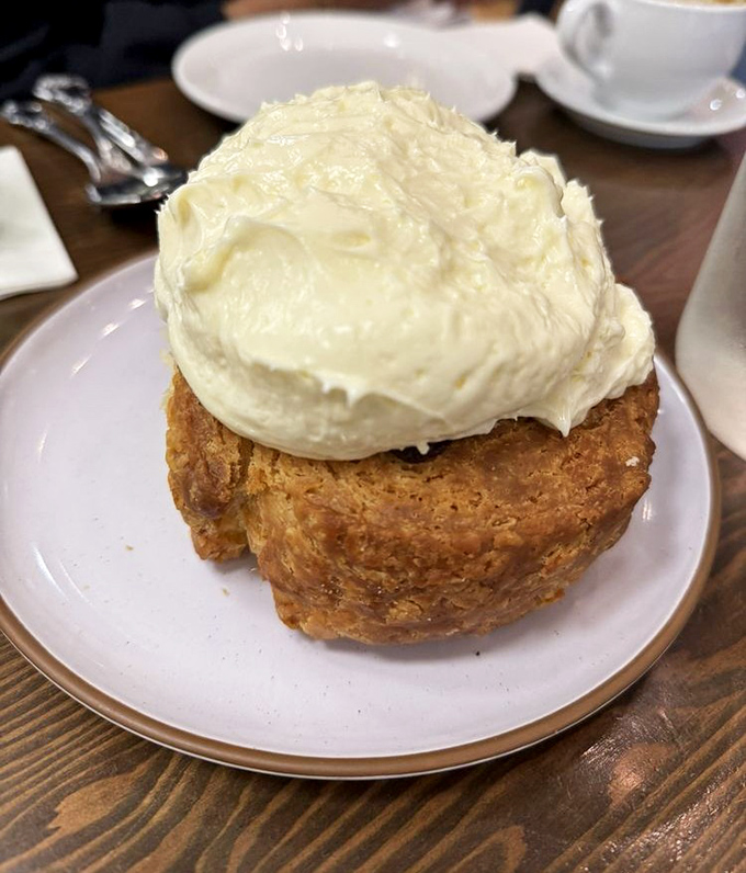 A cinnamon roll the size of a hubcap, because sometimes more really is more.