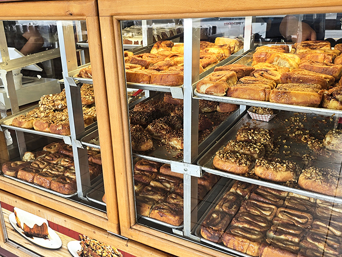 Pastry paradise behind glass. This display case holds more happiness per square inch than most amusement parks.