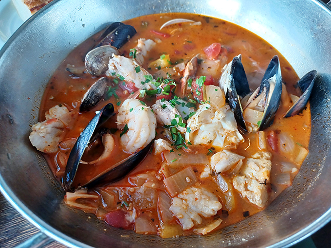 Cioppino that would make Italian fishermen proud&mdash;a tomato-based symphony of mussels, fish, and shrimp in one glorious bowl.