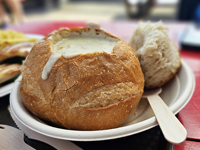 A bread bowl of chowder so good you'll contemplate drinking the bowl too. New England comfort meets California sunshine.