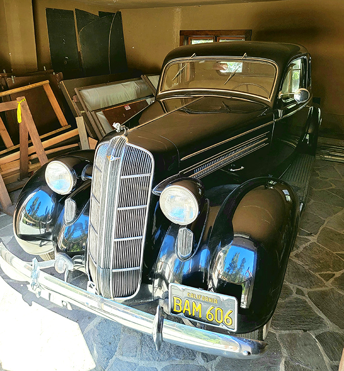 Time travel on wheels! This vintage 1936 Dodge sedan parked at Vikingsholm reminds us that even castle-dwellers needed reliable transportation.