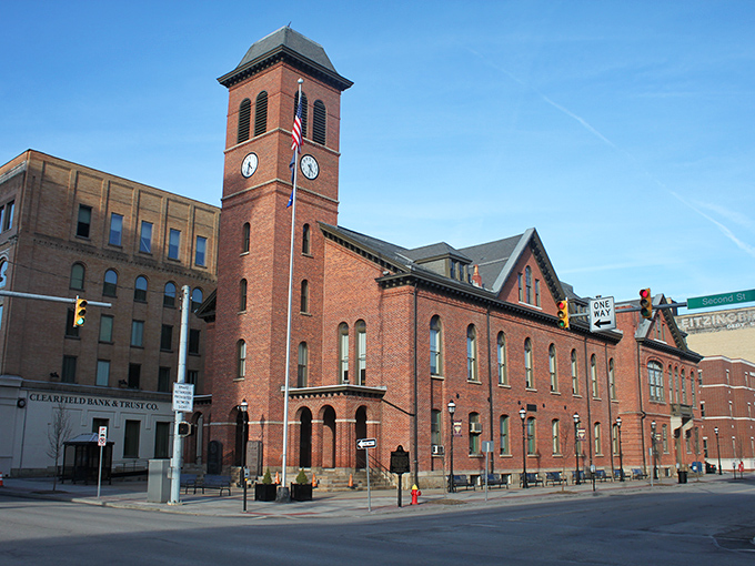 The Clearfield County Courthouse stands as a red-brick sentinel of civic pride. Its clock tower has kept time for locals through world wars, economic shifts, and countless parades.
