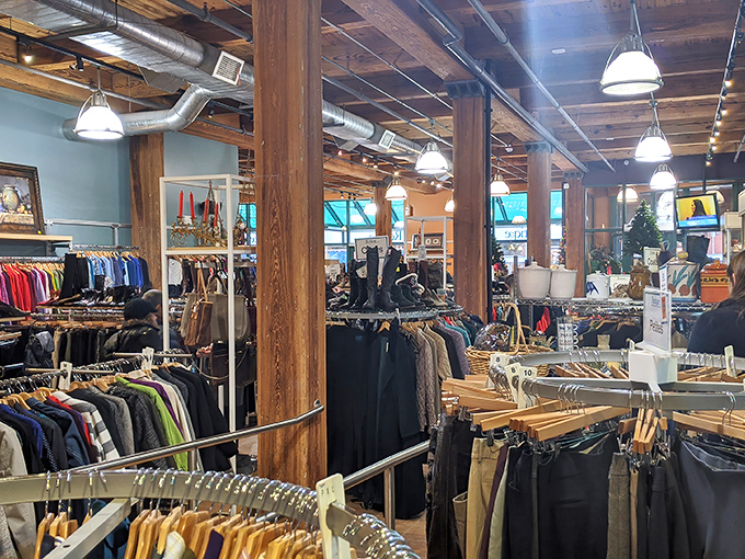 Racks organized by size and type make finding that perfect outfit easier than explaining to friends why your "new" designer jacket cost less than their lunch.