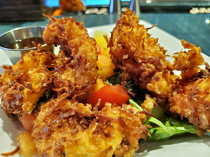 Coconut shrimp so perfectly crispy they practically sing tropical songs while you're devouring them with pure joy.