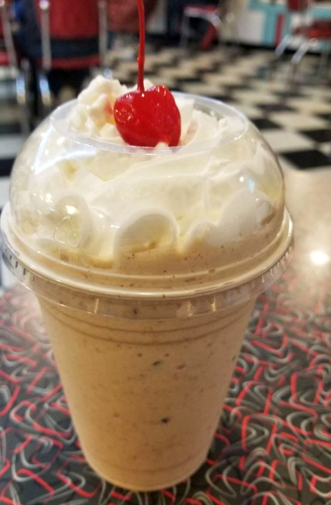 Topped with whipped cream and a cherry, this coffee milkshake doesn't just bring boys to the yard&mdash;it brings everyone to Lancaster.