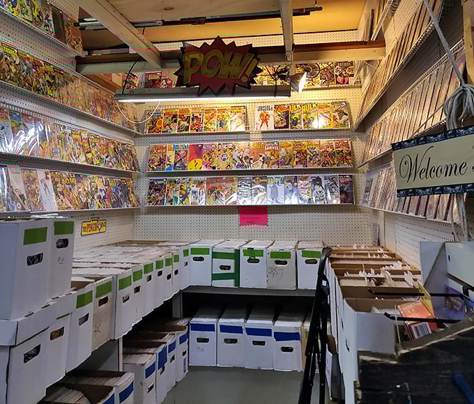 Comic book heaven with that unmistakable "POW!" sign &ndash; where superhero adventures await collectors and nostalgic readers alike.