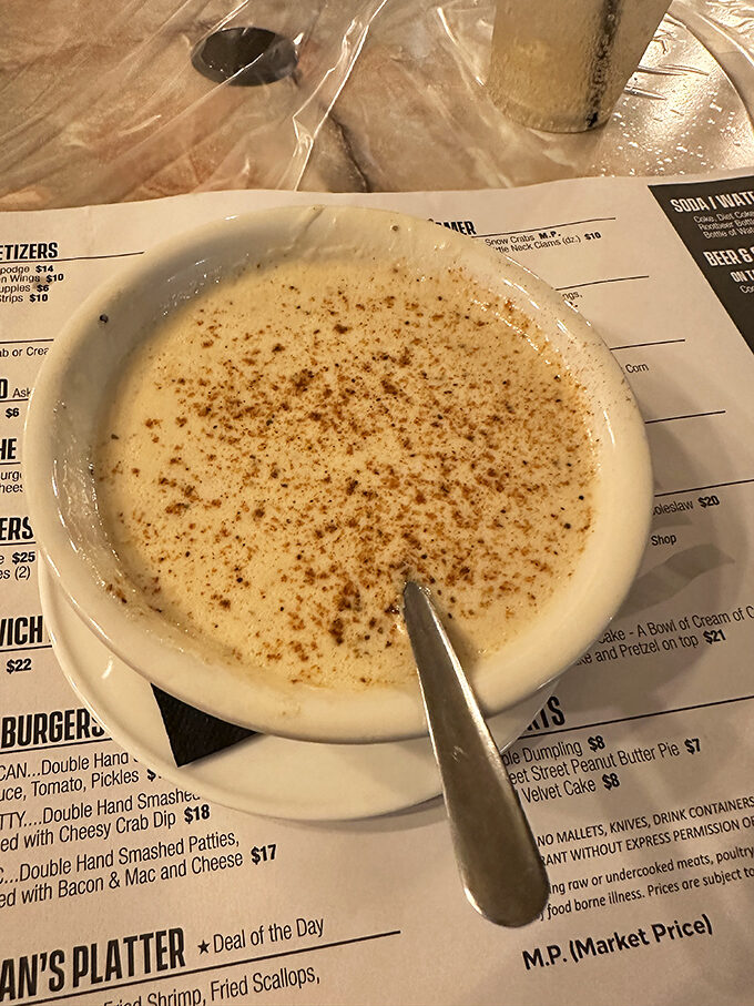 This crab bisque isn't just soup; it's a creamy declaration of Delaware's devotion to its seafood heritage. Spoon required, sharing optional.