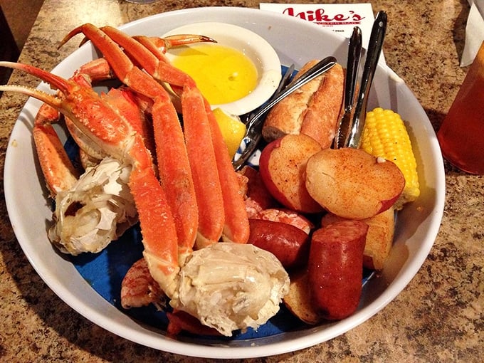 The seafood equivalent of striking gold. This crab leg feast comes with all the tools for treasure hunting, minus the pirate's eye patch.