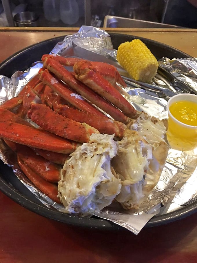 Crab legs so substantial they require commitment, determination, and possibly a bib. The sweet meat inside makes every crack worth it.