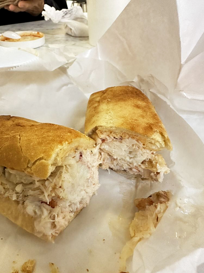 This isn't just a sandwich; it's a love letter from the ocean. Crab meat piled high on toasted bread&mdash;proof that sometimes simplicity is the ultimate sophistication.