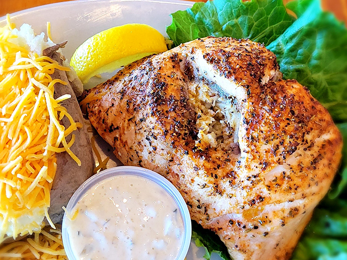 Blackened salmon that's traveled less distance to your plate than you did to the restaurant. That perfect char speaks of a kitchen that cares.